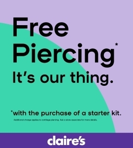 Free Ear Piercing at Claire's from Claire's Boutique (Near Macy's) at ...